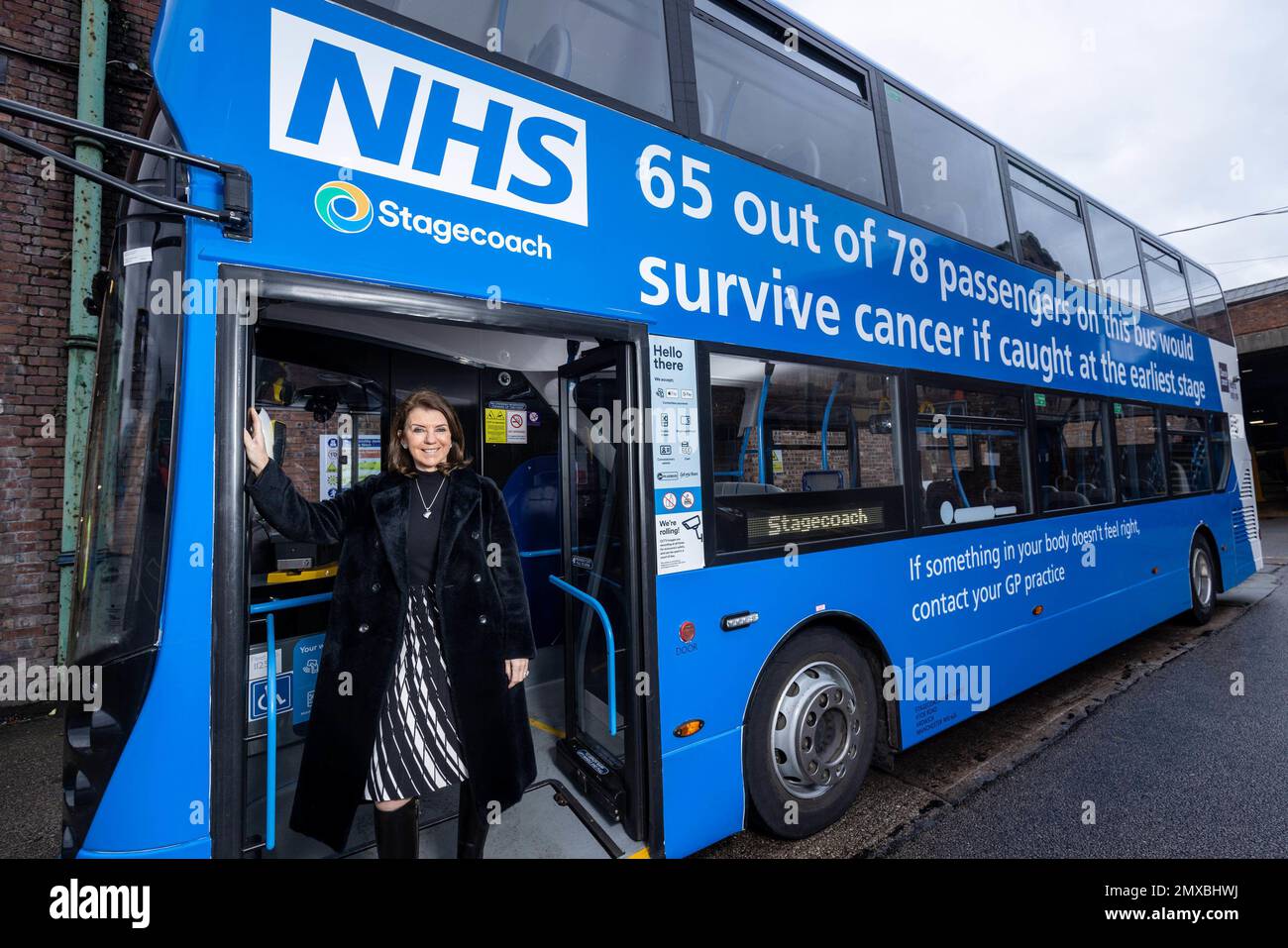 EDITORIAL USE ONLY Dr Dawn Harper alongside the NHS Bus-ting Cancer ...