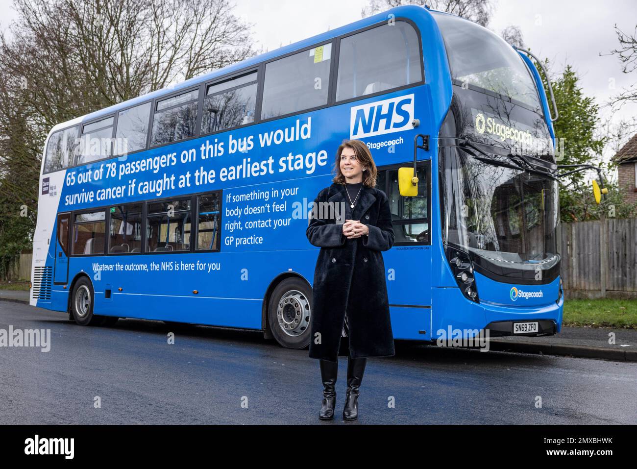 EDITORIAL USE ONLY The NHS Bus-ting Cancer Tour bus, which is visiting ...