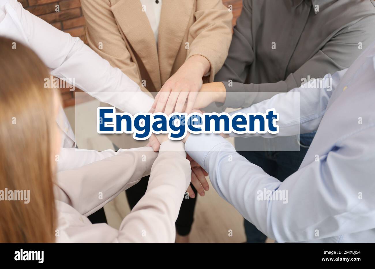 Engagement concept. People holding hands together, above view Stock ...