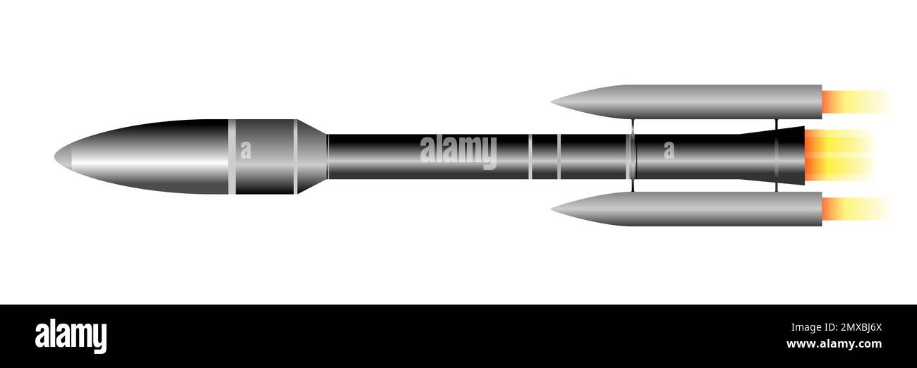 Modern rocket model illustration on white background Stock Photo - Alamy