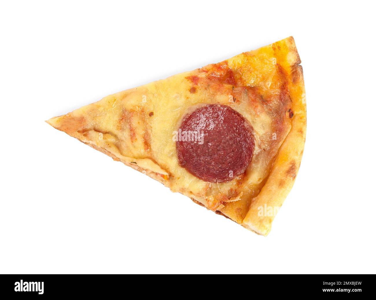 Slice of tasty pepperoni pizza isolated on white, top view Stock Photo ...