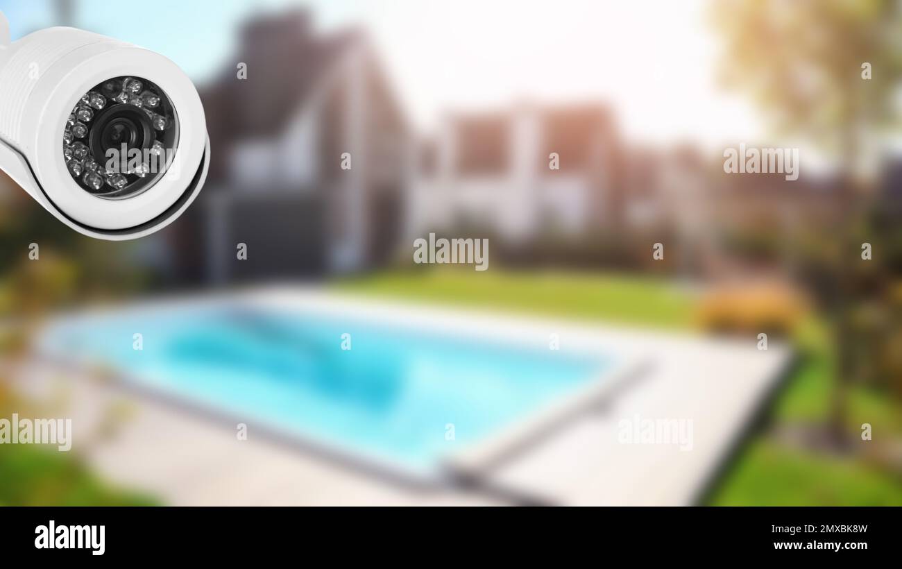 Home security system. House under CCTV camera surveillance Stock Photo ...