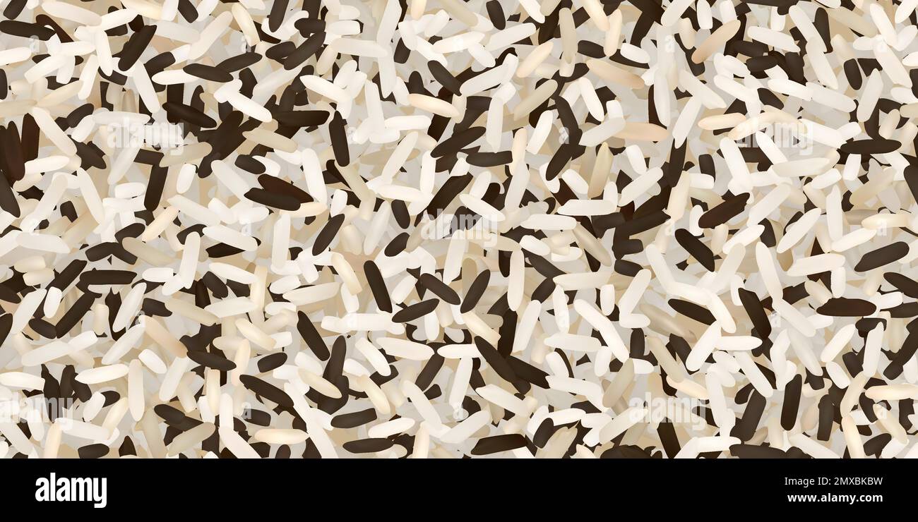 Uncooked white basmati and black wild rice seamless pattern Stock ...