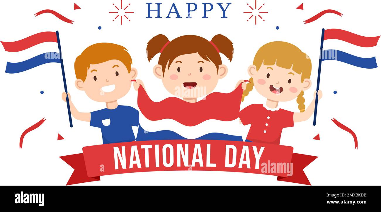 Happy Netherland National Day Illustration with Kids holding ...