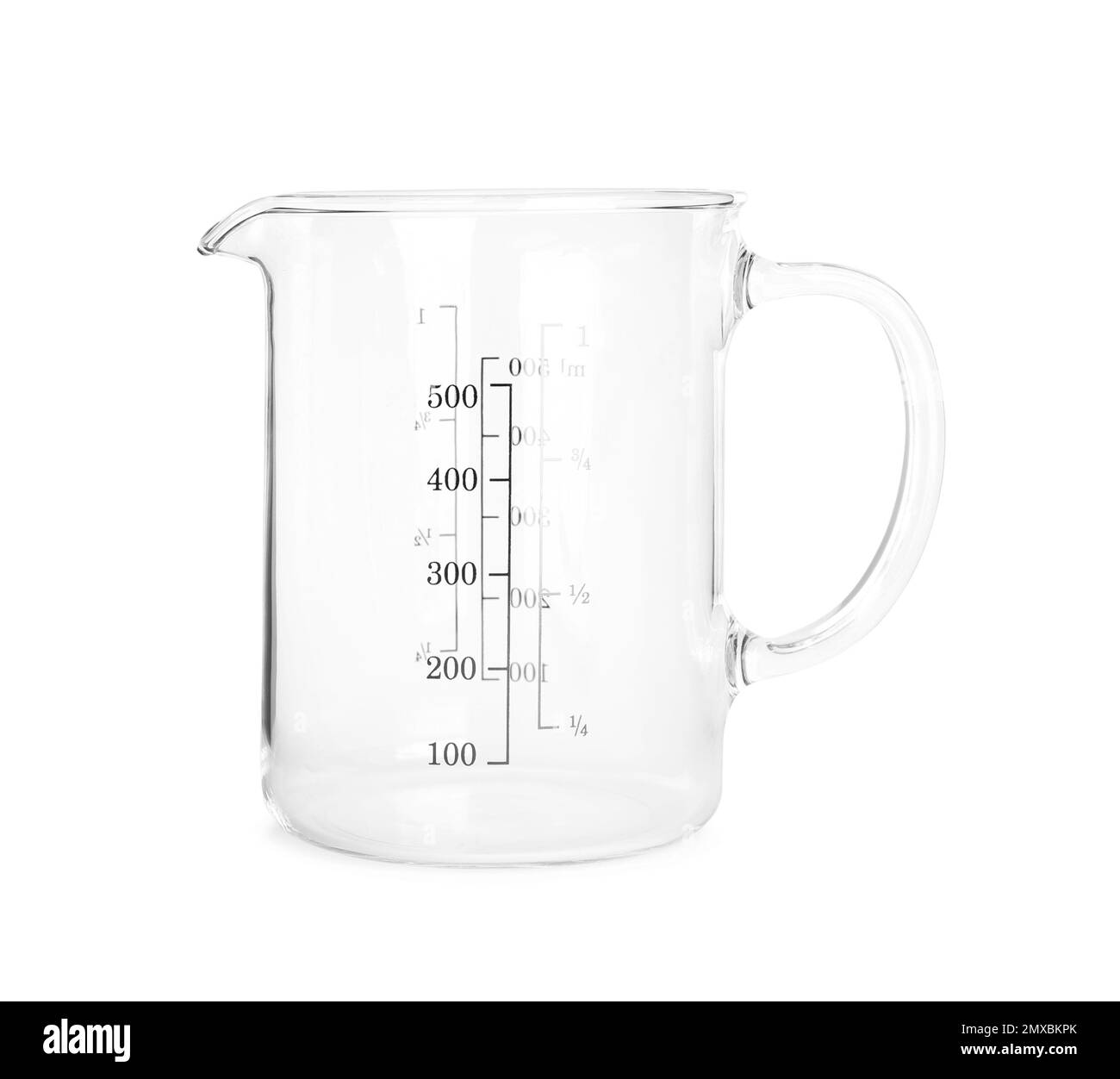 Empty measuring cup white background Black and White Stock Photos ...