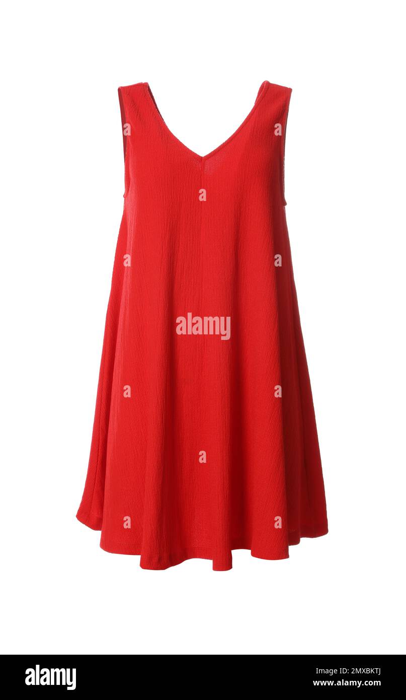 Beautiful short red dress on white background Stock Photo - Alamy