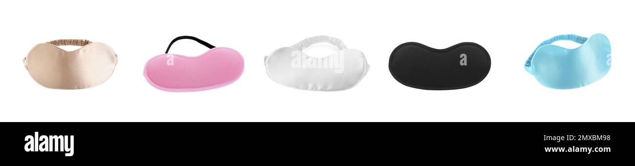 Set of sleeping eye masks on white background. Banner design Stock ...