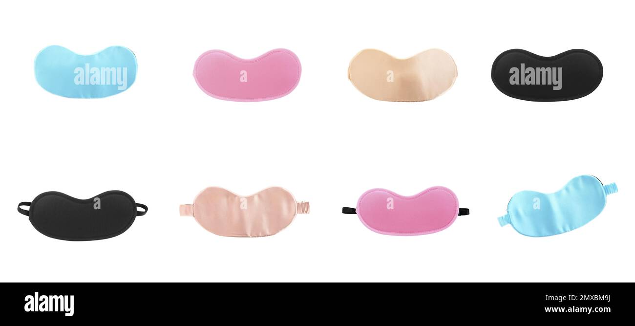 Set of sleeping eye masks on white background. Banner design Stock ...
