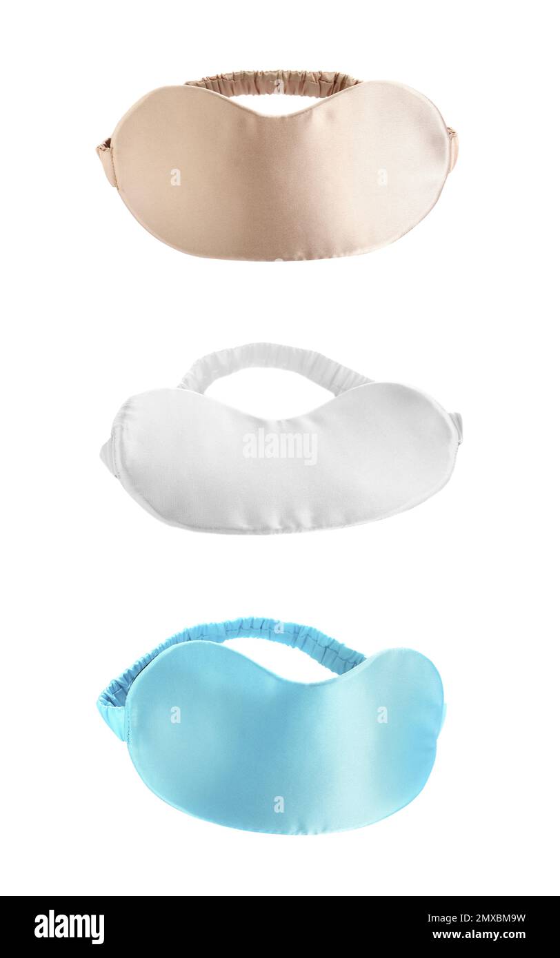 Set of sleeping eye masks on white background Stock Photo - Alamy