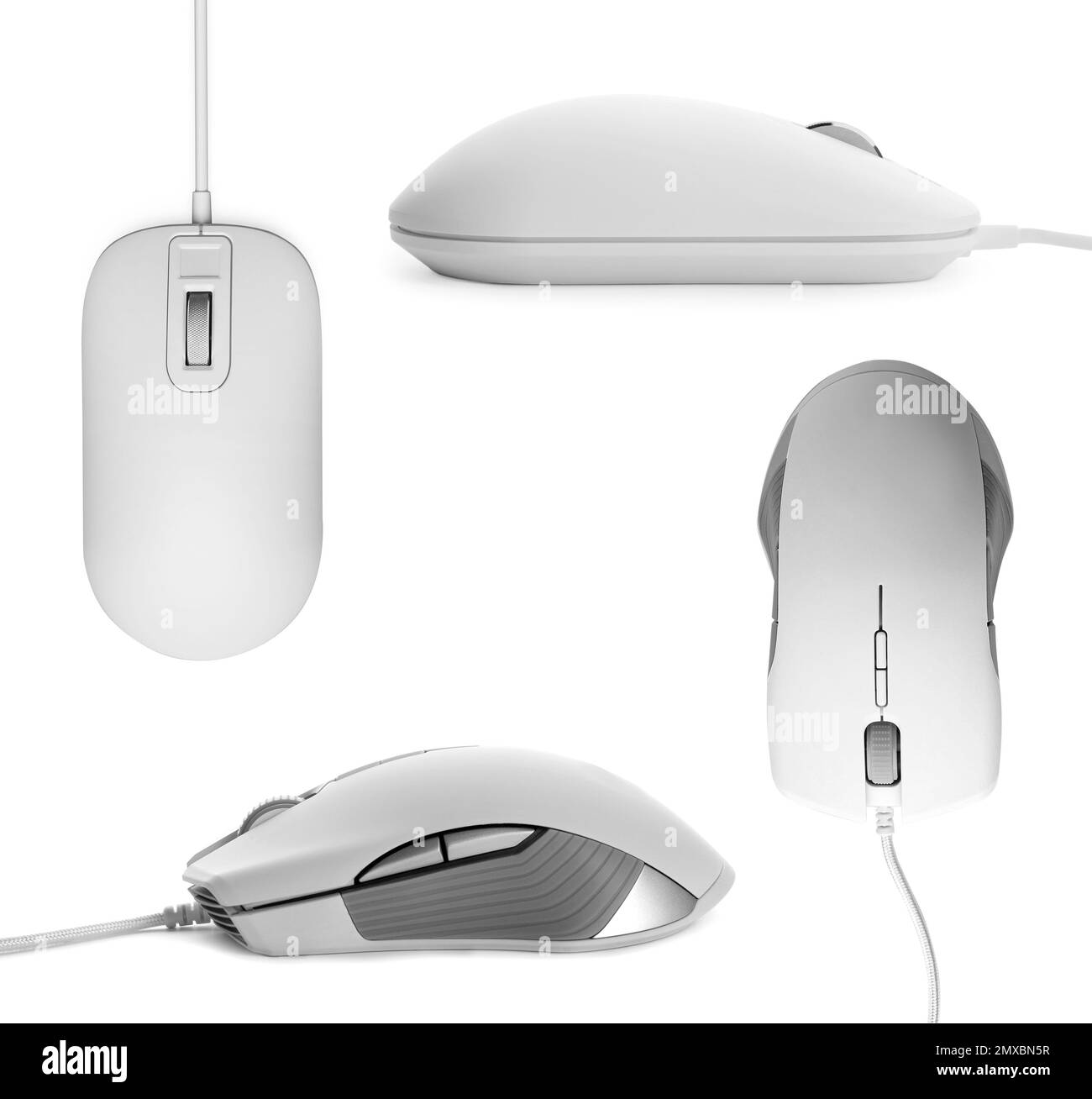 Modern computer mouse collection on white background Stock Photo - Alamy