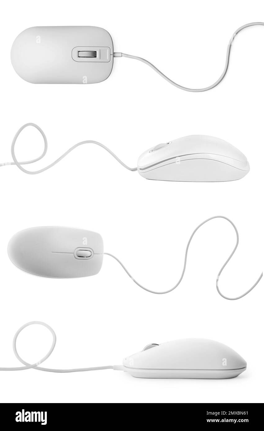 Modern computer mouse collection on white background Stock Photo - Alamy