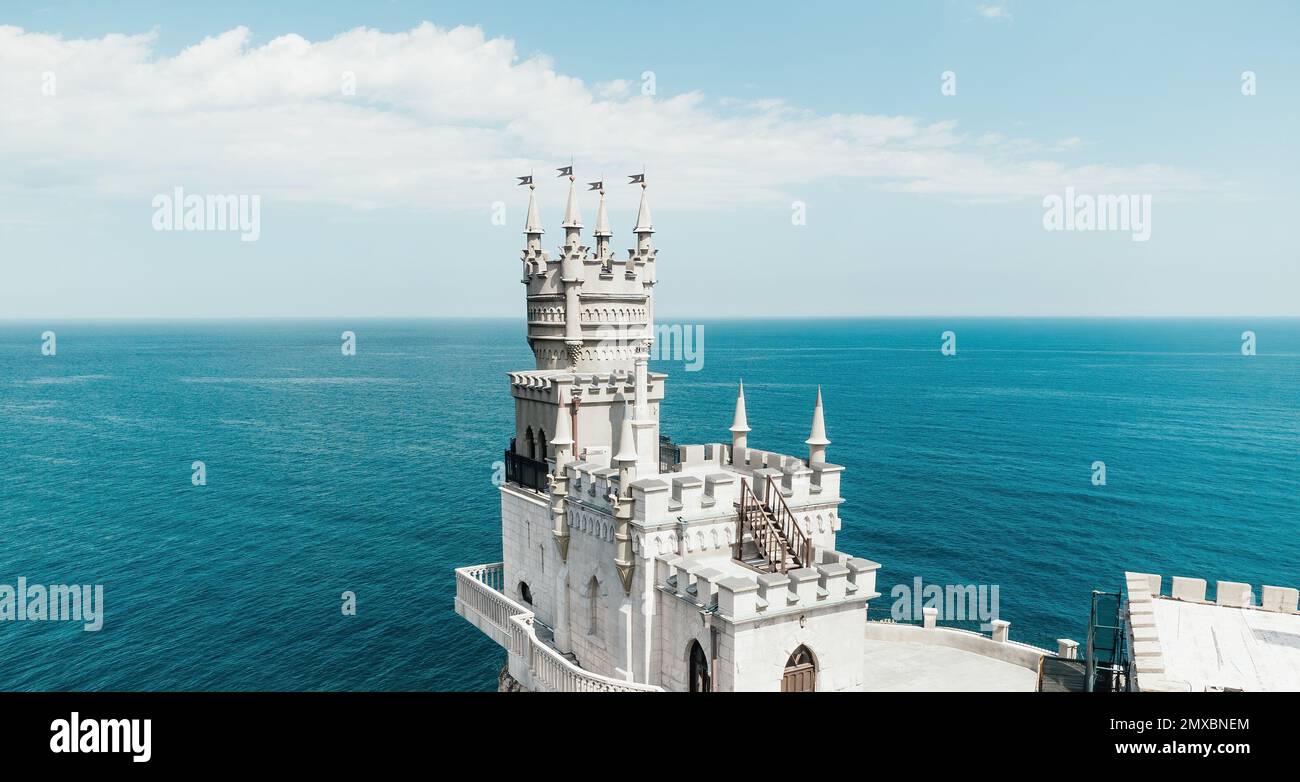 Crimea Swallow's Nest Castle on the rock over the Black Sea. It is a ...