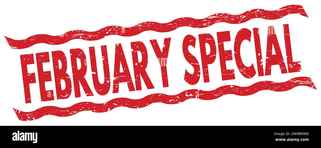 FEBRUARY SPECIAL text written on red lines stamp sign Stock Photo - Alamy