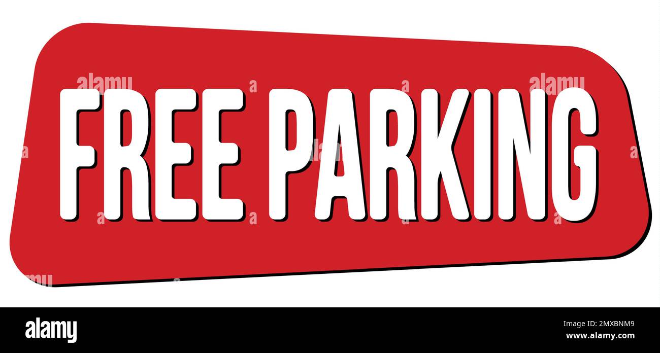 FREE PARKING text written on red trapeze stamp sign Stock Photo - Alamy