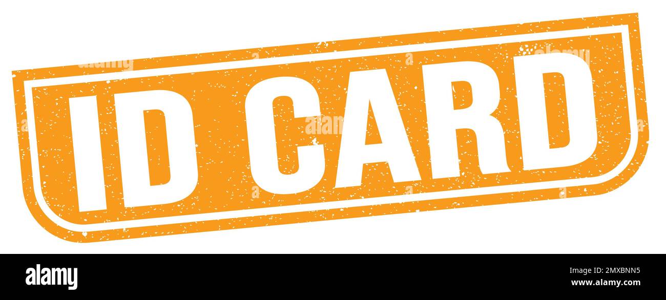 ID CARD text written on orange grungy stamp sign Stock Photo - Alamy