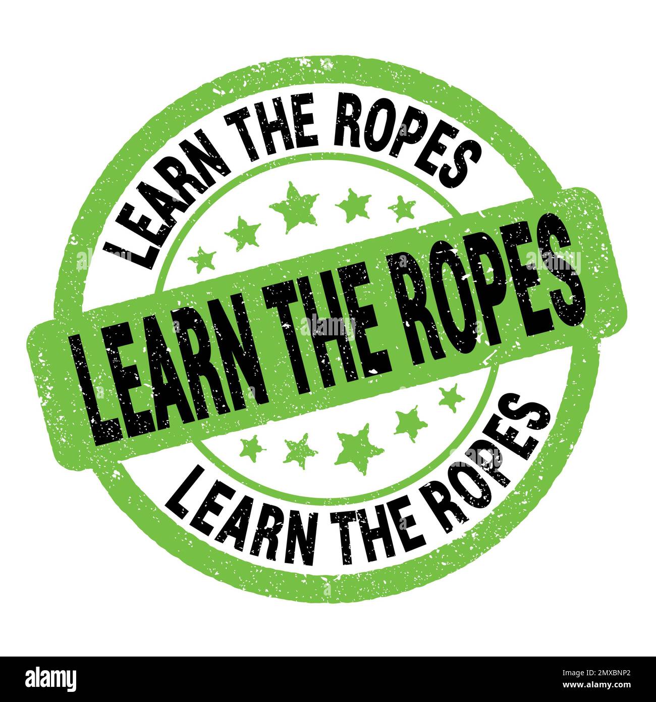 LEARN THE ROPES text written on green-black grungy stamp sign Stock ...