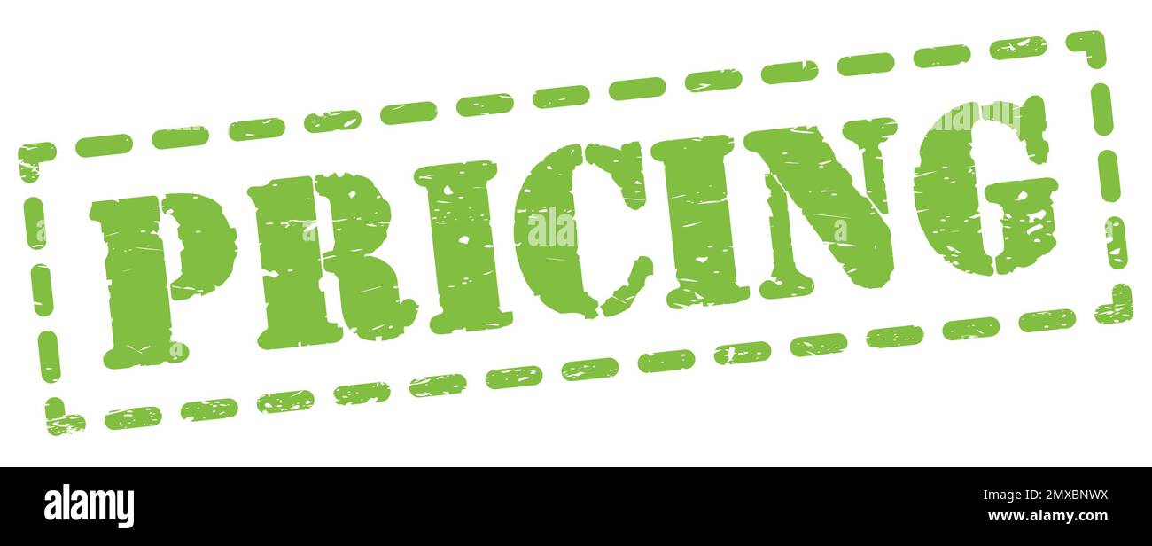 PRICING text written on green dash stamp sign Stock Photo - Alamy