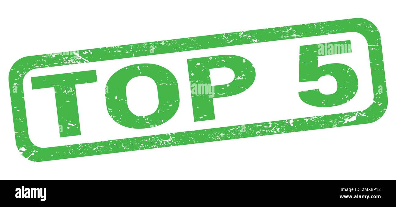 TOP 5 text written on green rectangle stamp sign Stock Photo - Alamy