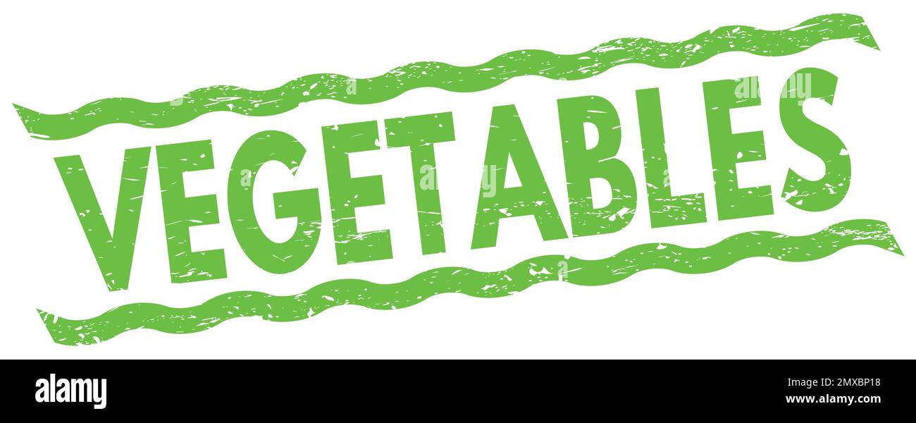 VEGETABLES text written on green lines stamp sign Stock Photo - Alamy