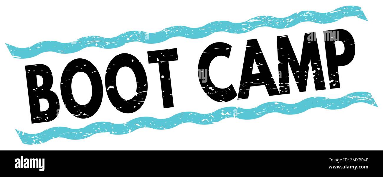 BOOT CAMP text written on blue-black lines stamp sign Stock Photo - Alamy