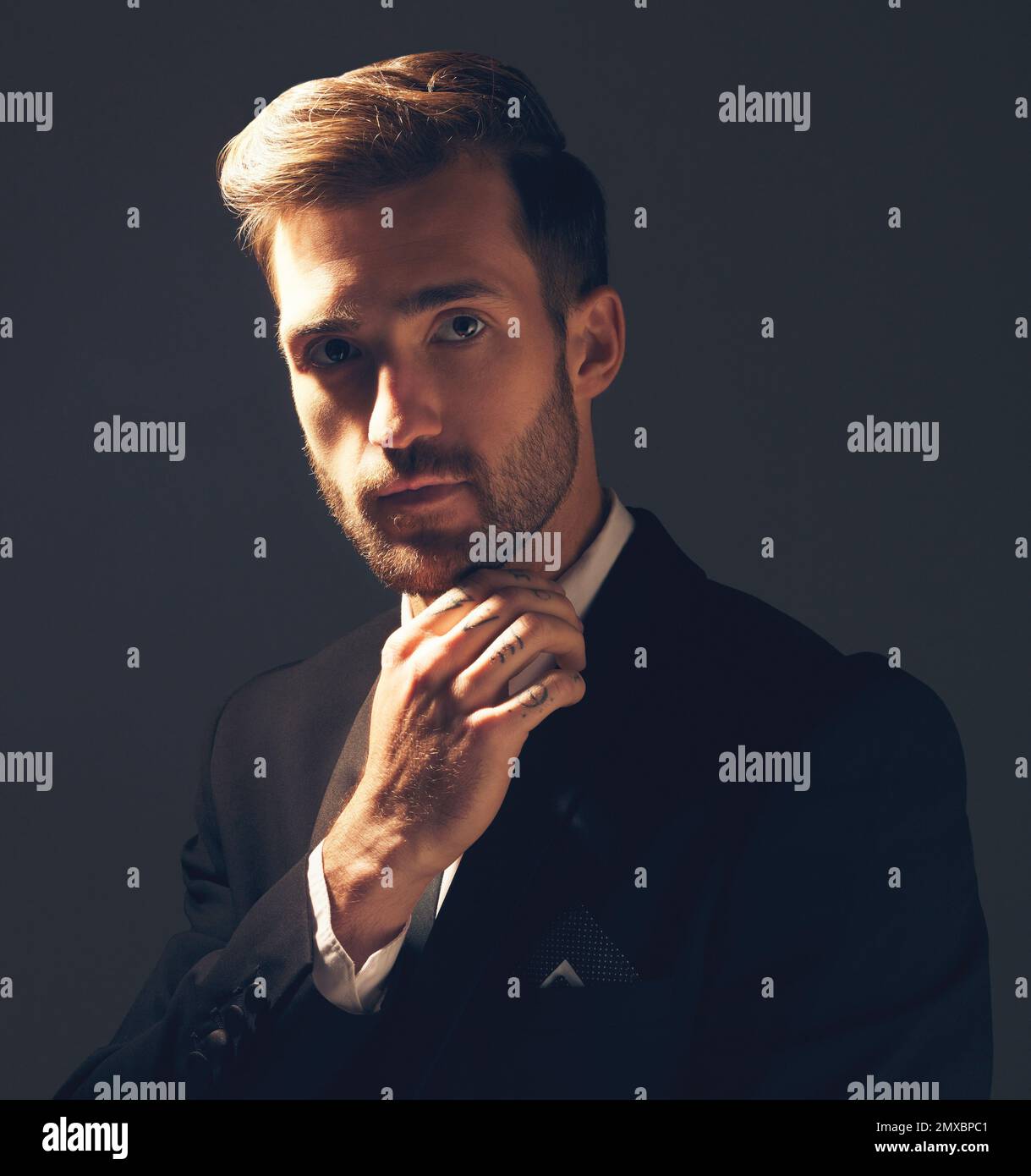 Portrait, fashion and man in formal suit, trendy and elegant with ...
