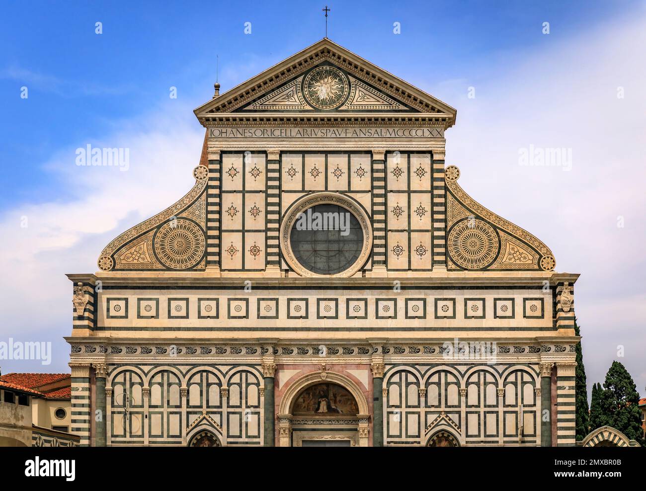 Ornate gothic marble facade of the 14th century Basilica of Santa Maria ...