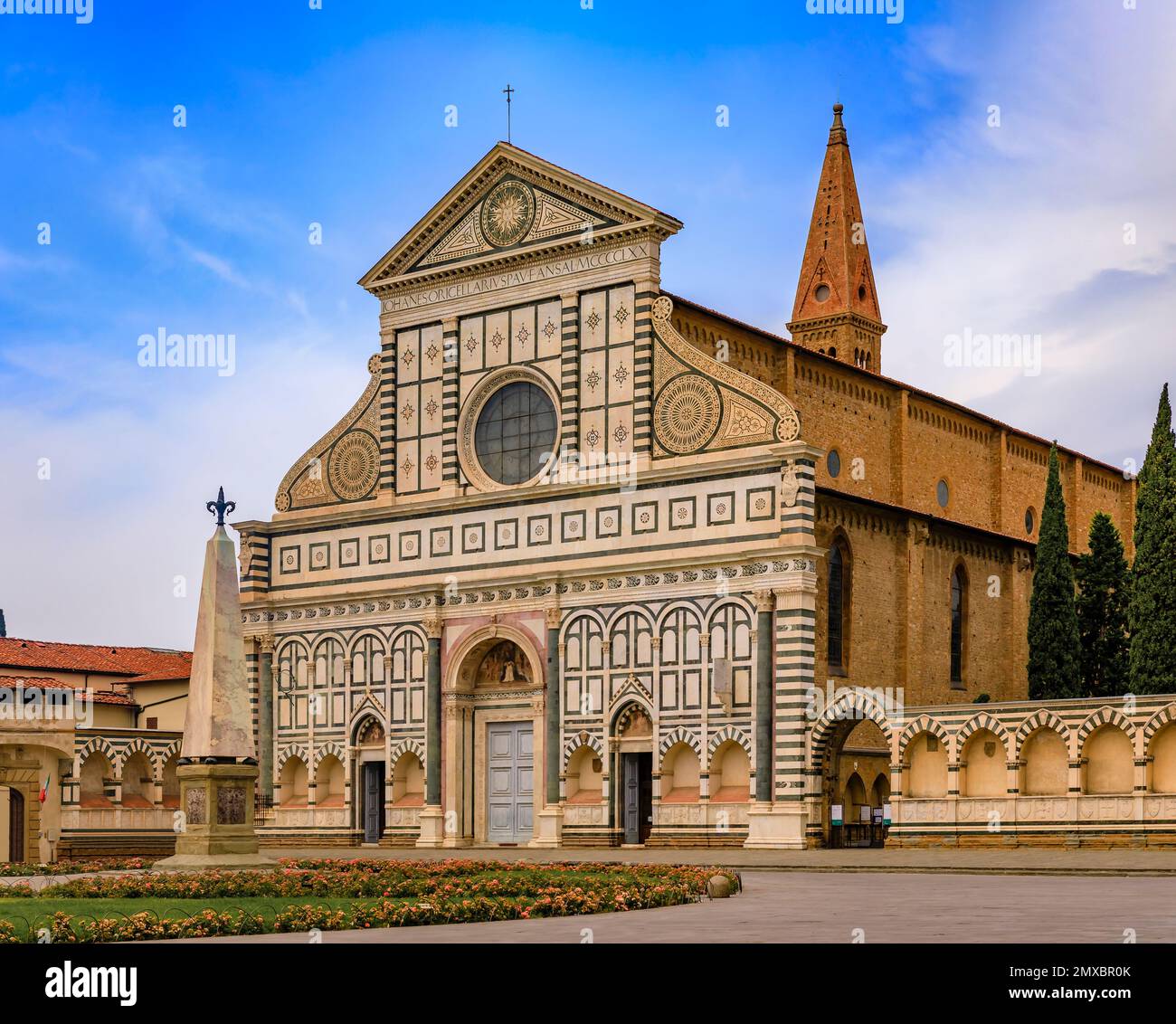 Ornate gothic marble facade of the 14th century Basilica of Santa Maria ...