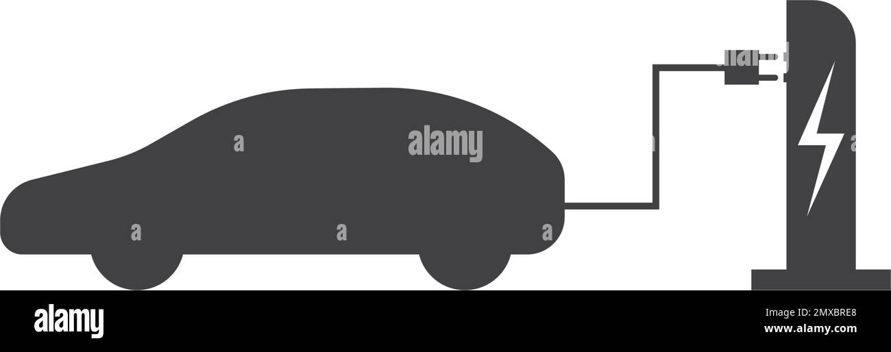 Electric car icon. Electrical cable plug charging symbol. Vector ...