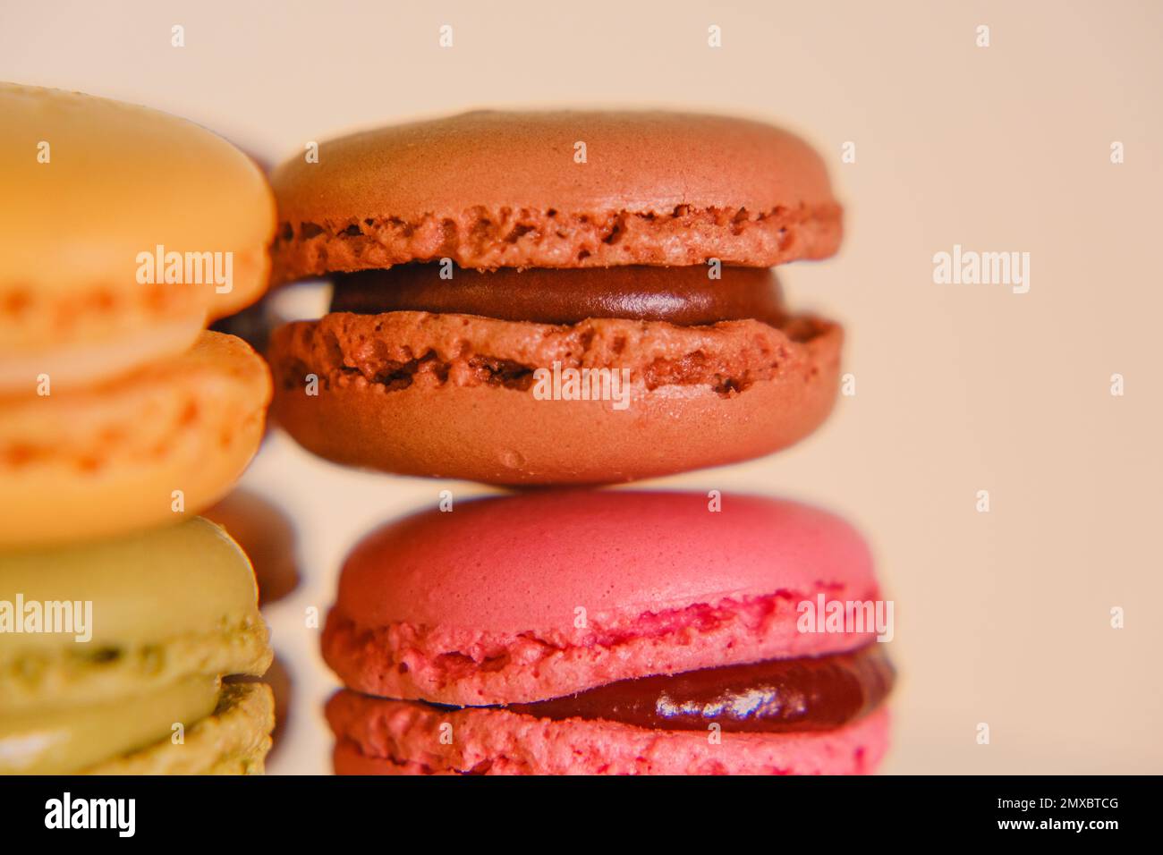 Multicolored macarons background. Macaroons set.Sweets and desserts ...