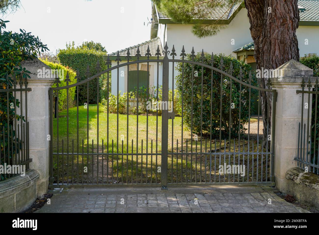 metallic classic old black steel vintage metal house retro gate access ...