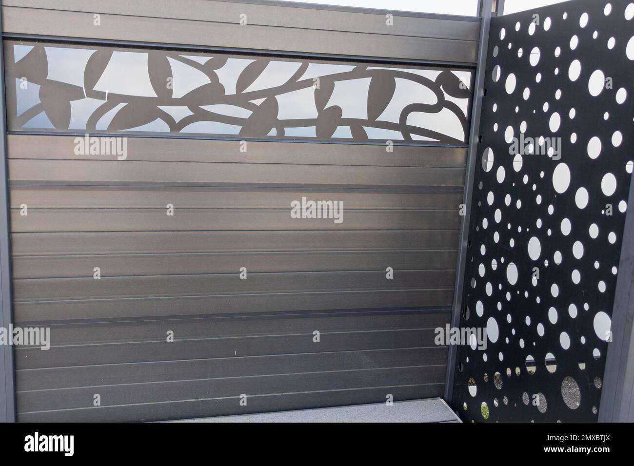 aluminium modern barrier grey wall house protect view home garden Stock ...