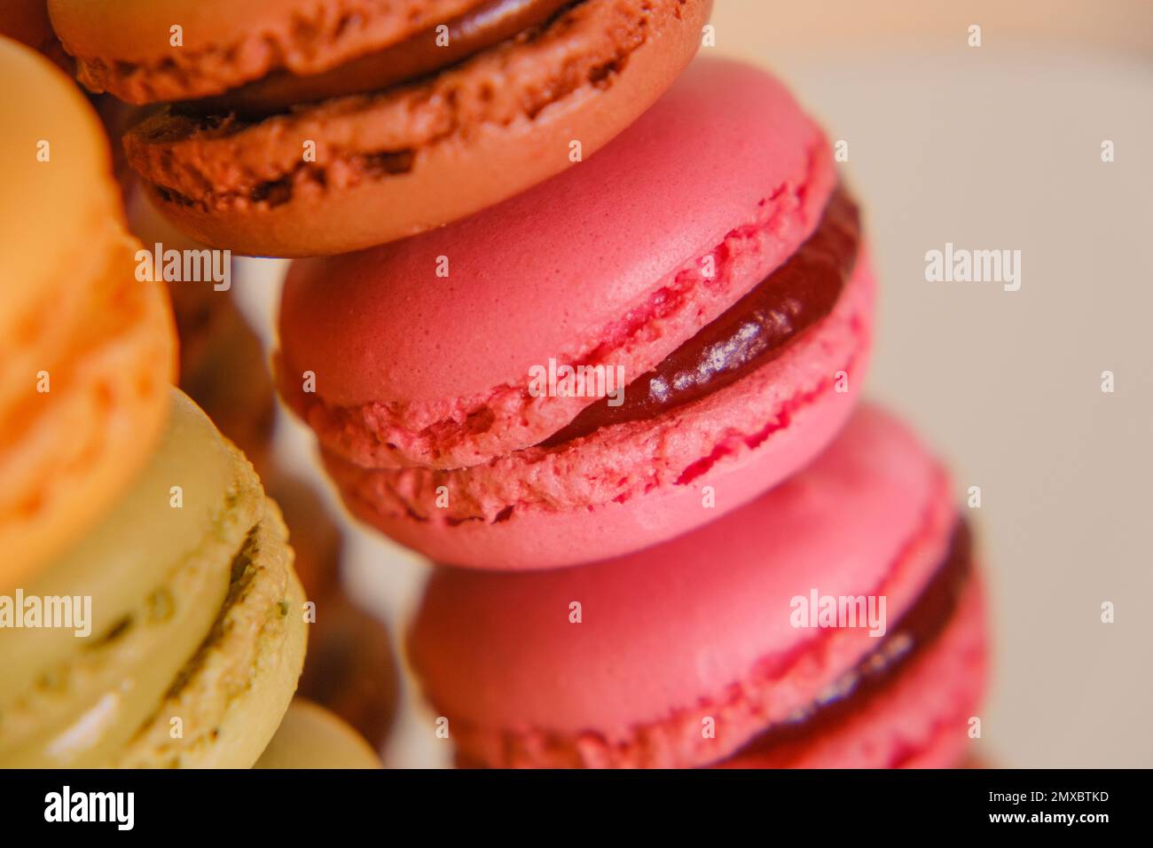 Sweets and desserts. macarons close-up background. Assorted sweet ...