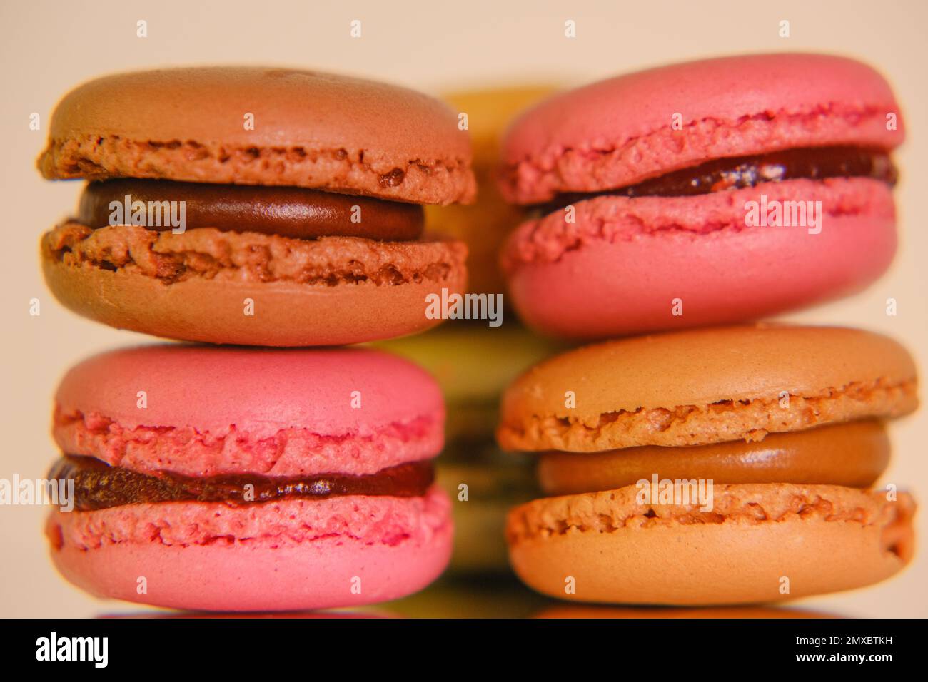 Macaroons close-up background.Sweets and desserts. French pastries ...