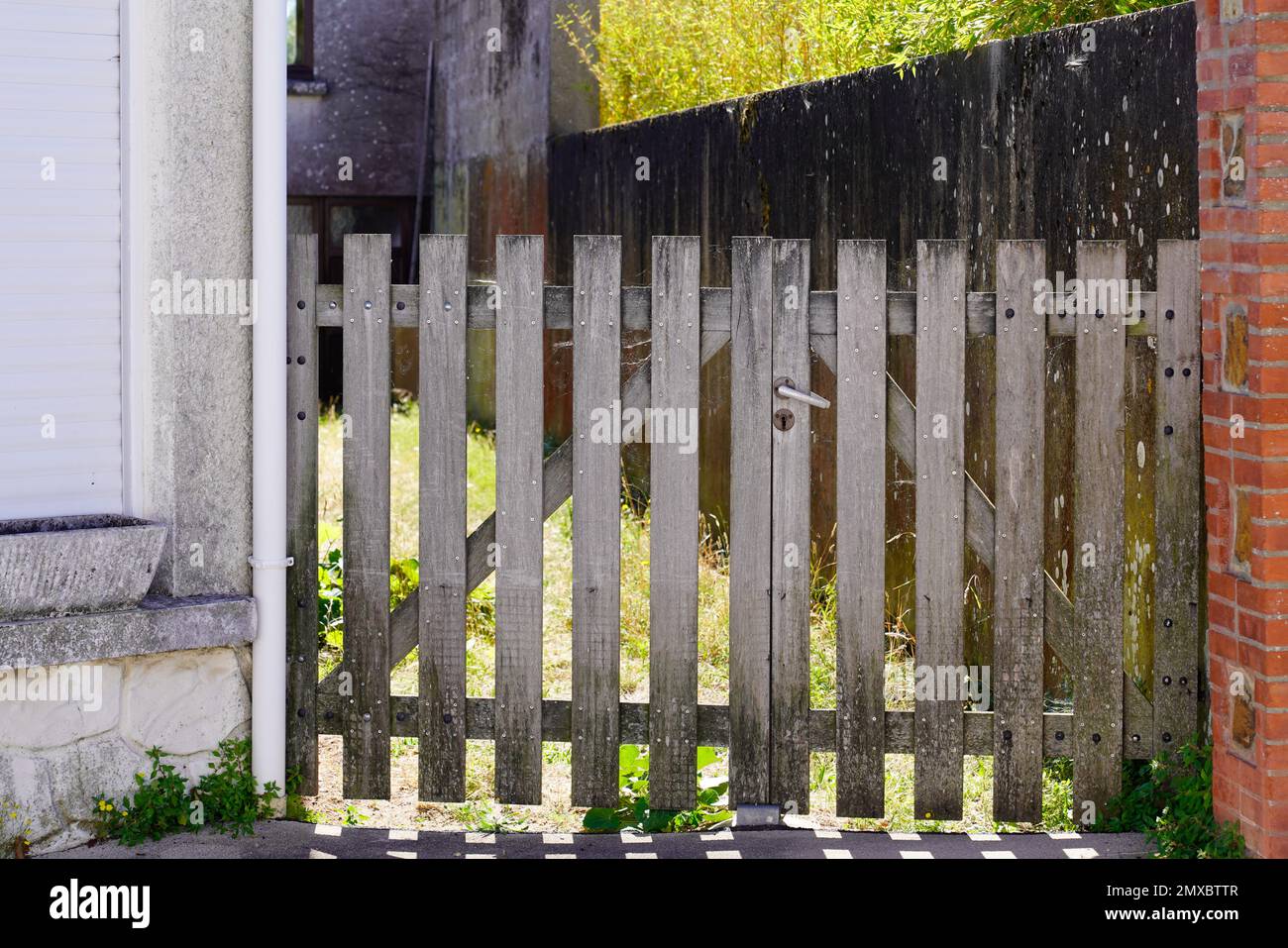 door small wooden gate facade in street view outdoor home little portal ...