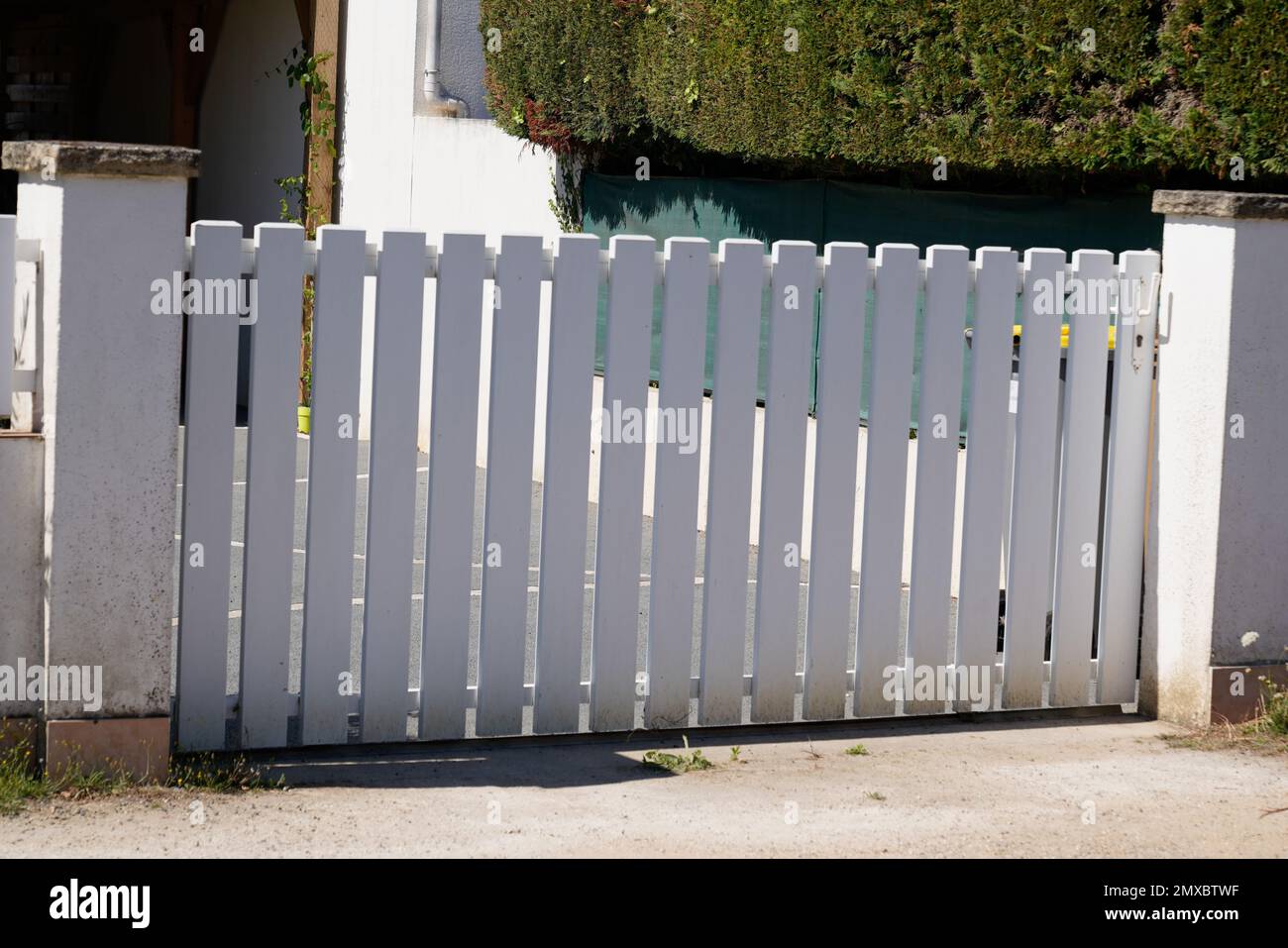 white slide classic home apartment door aluminum gate sliding slats ...