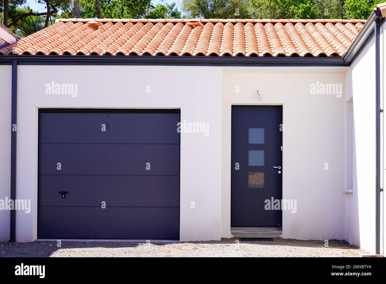 sectional entrance facade home garage of modern new building house in ...