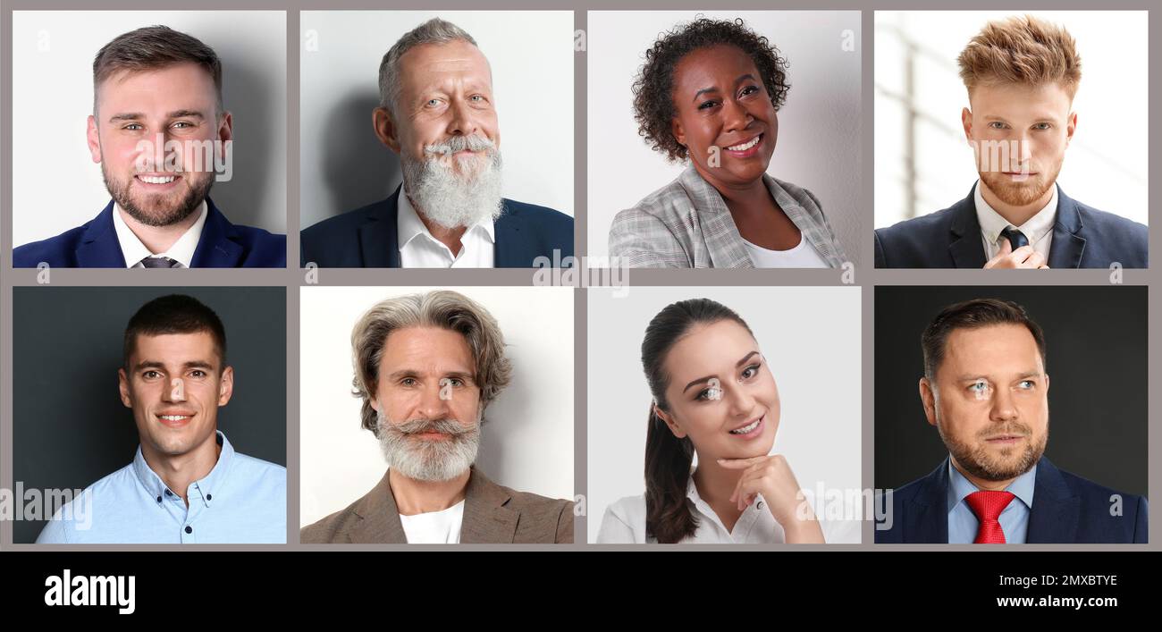 Collage with portraits of different business people. Banner design ...