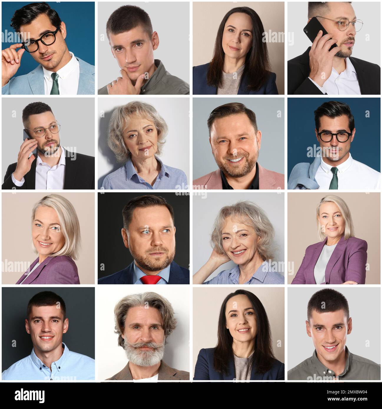 Collage with portraits of different business people Stock Photo - Alamy