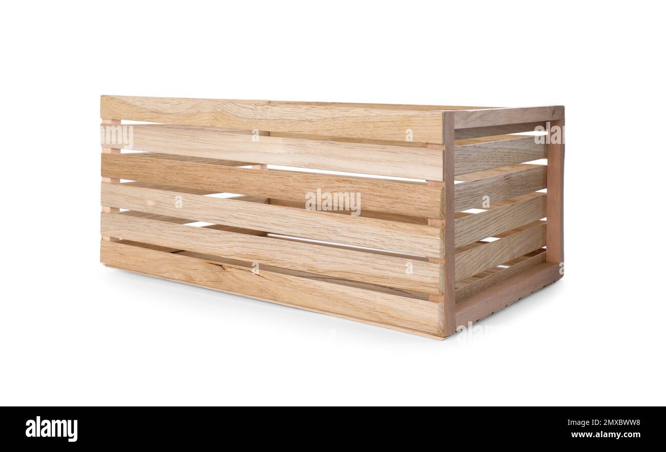 New empty wooden crate isolated on white Stock Photo - Alamy