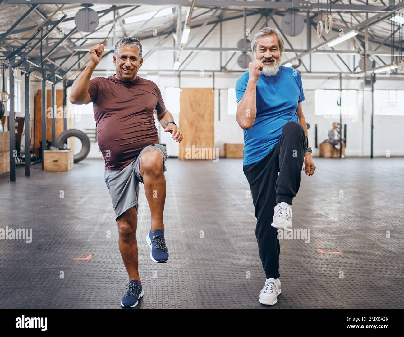 Men portrait, exercise and gym partner for health and wellness for ...