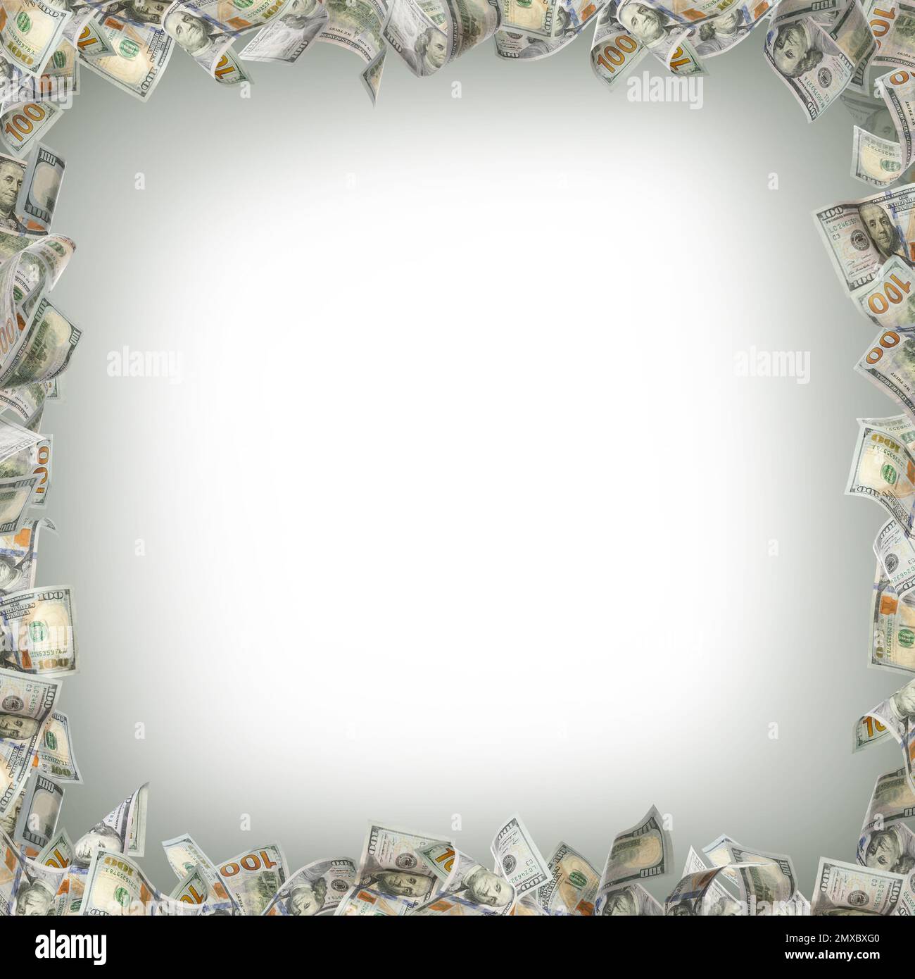 Frame made of money on light grey background, space for text. Currency ...