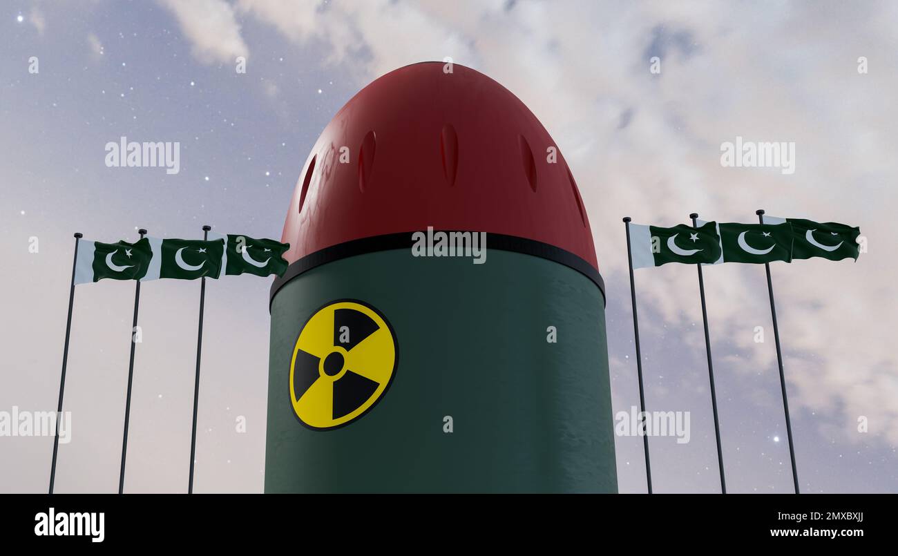 Nuclear missiles and Pakistan flag in background. Missiles with ...