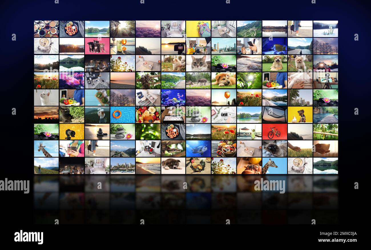 Modern TV display with streaming video, banner design Stock Photo - Alamy