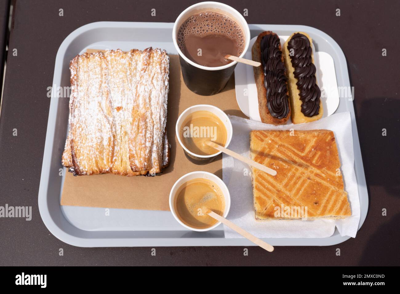 Gourmet High Tea coffee hot chocolat Cake Selection on a tray Stock ...