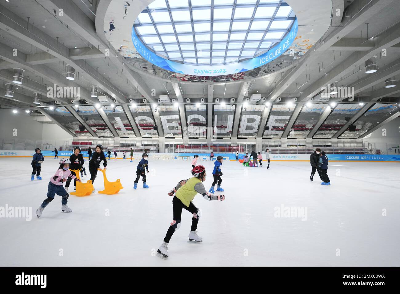 Beijing, China. 1st Feb, 2023. People enjoy skating at National ...