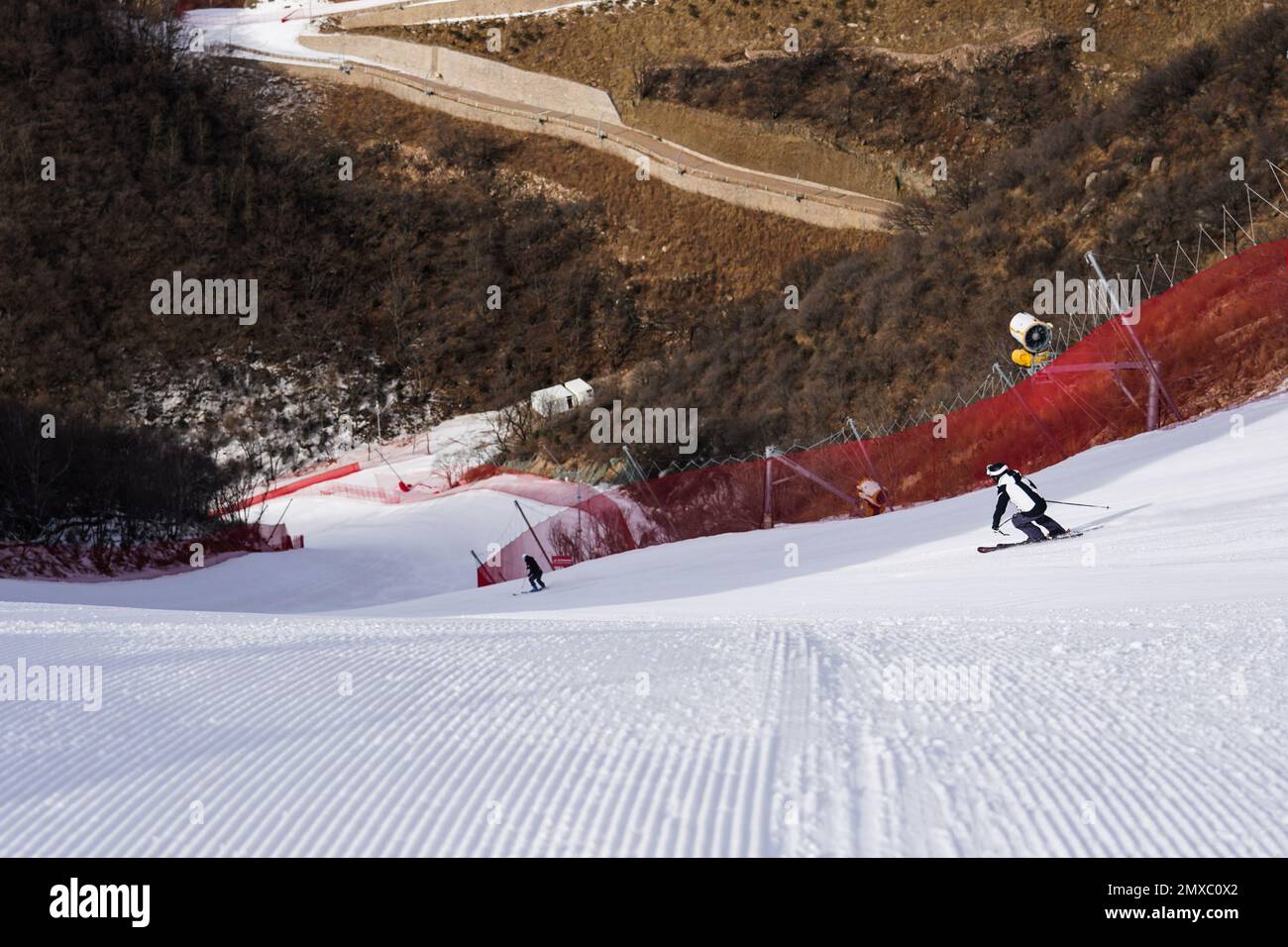 Beijing, China. 2nd Feb, 2023. People enjoy skiing at National Alpine ...