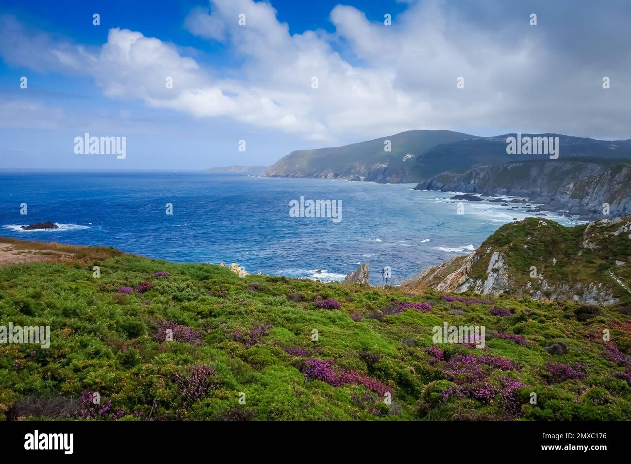 Ortigueira cliffs and atlantic ocean view, Galicia, Spain. Landmark ...
