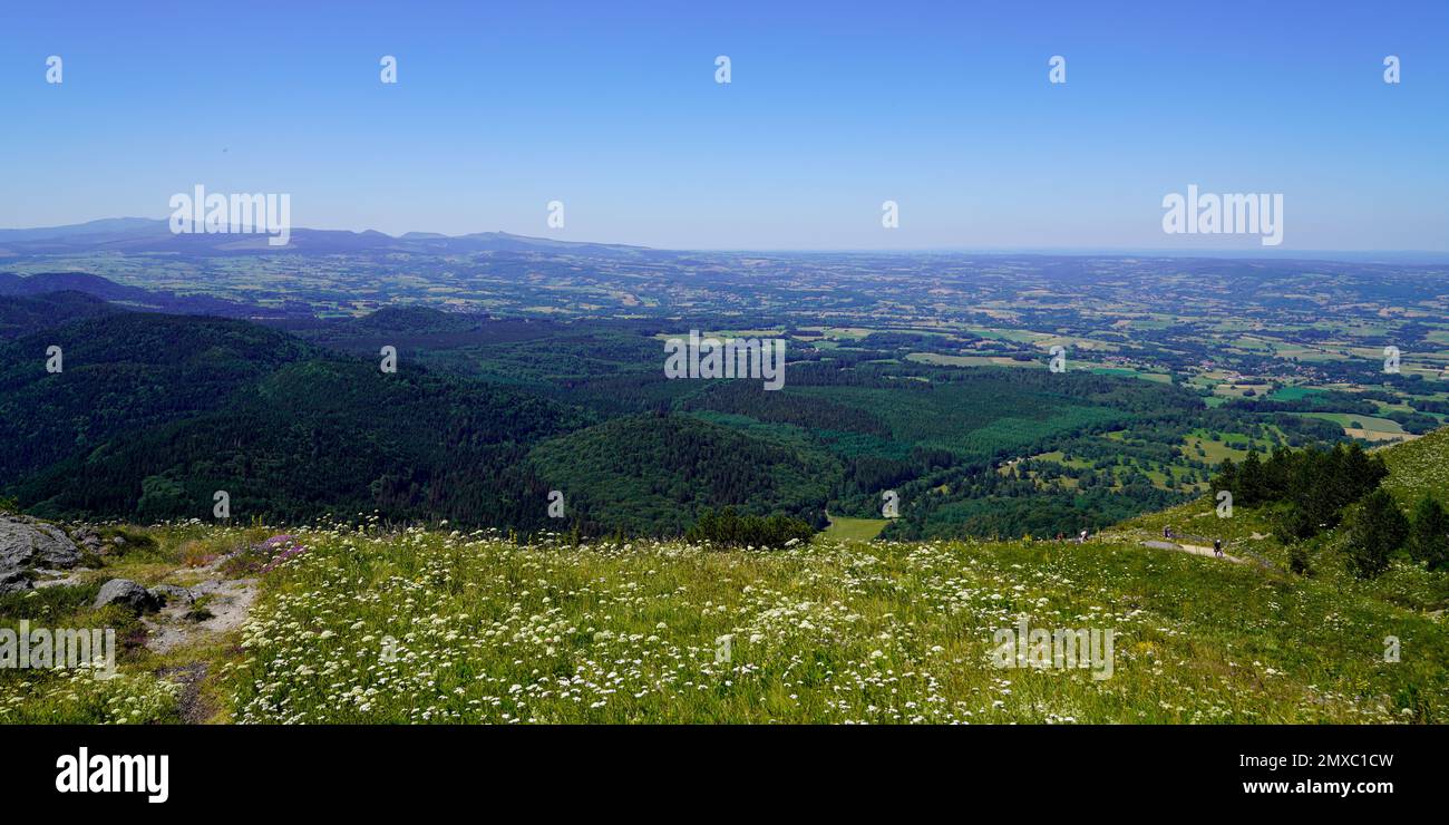 landscape panorama of french puy de dome mountain volcano in france ...