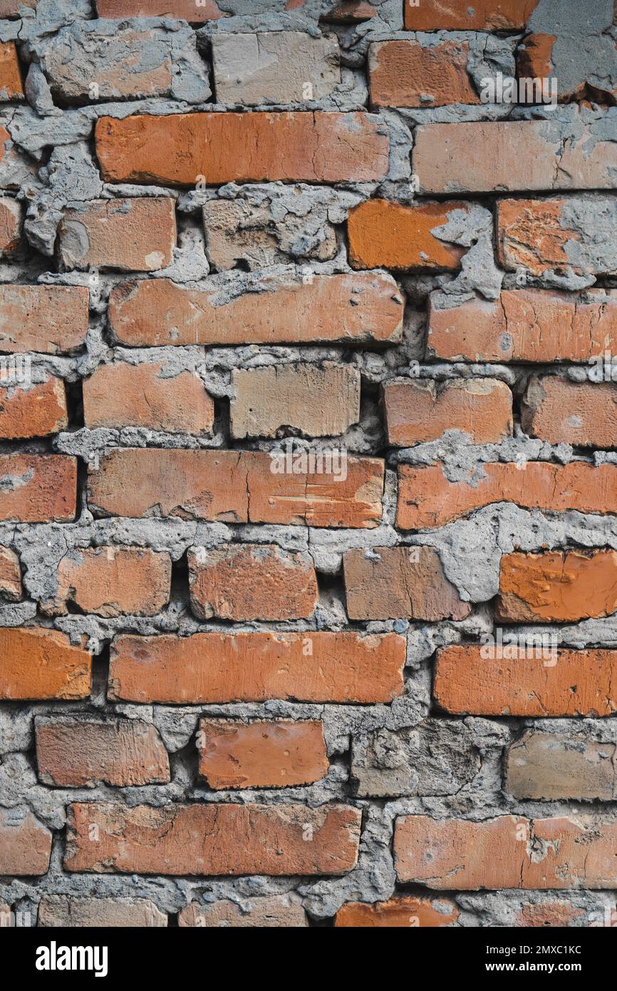 texture of old cracked and destroyed red brick wall Stock Photo - Alamy