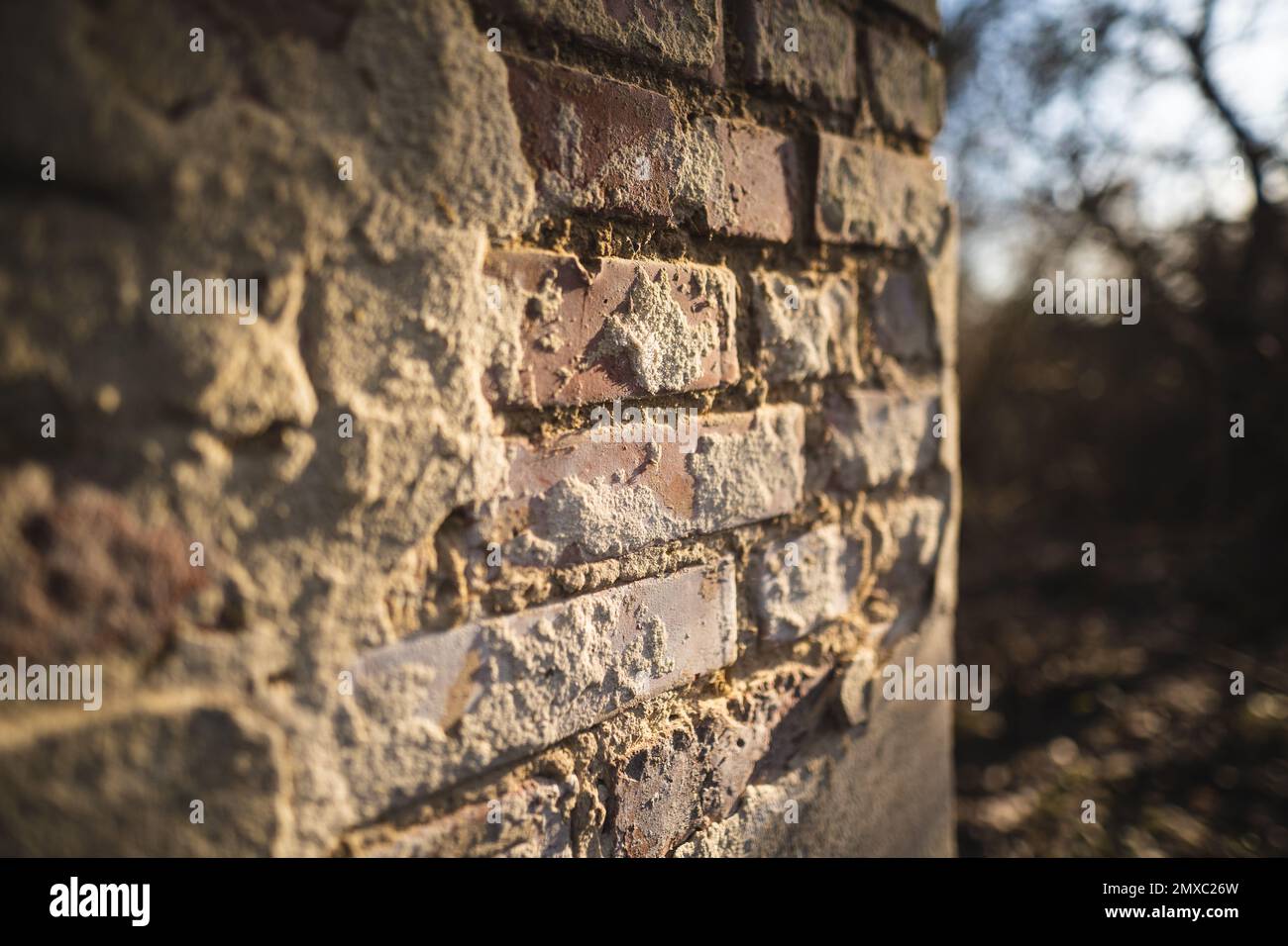 old ruined house, not suitable for living, fallen brick wall Stock ...